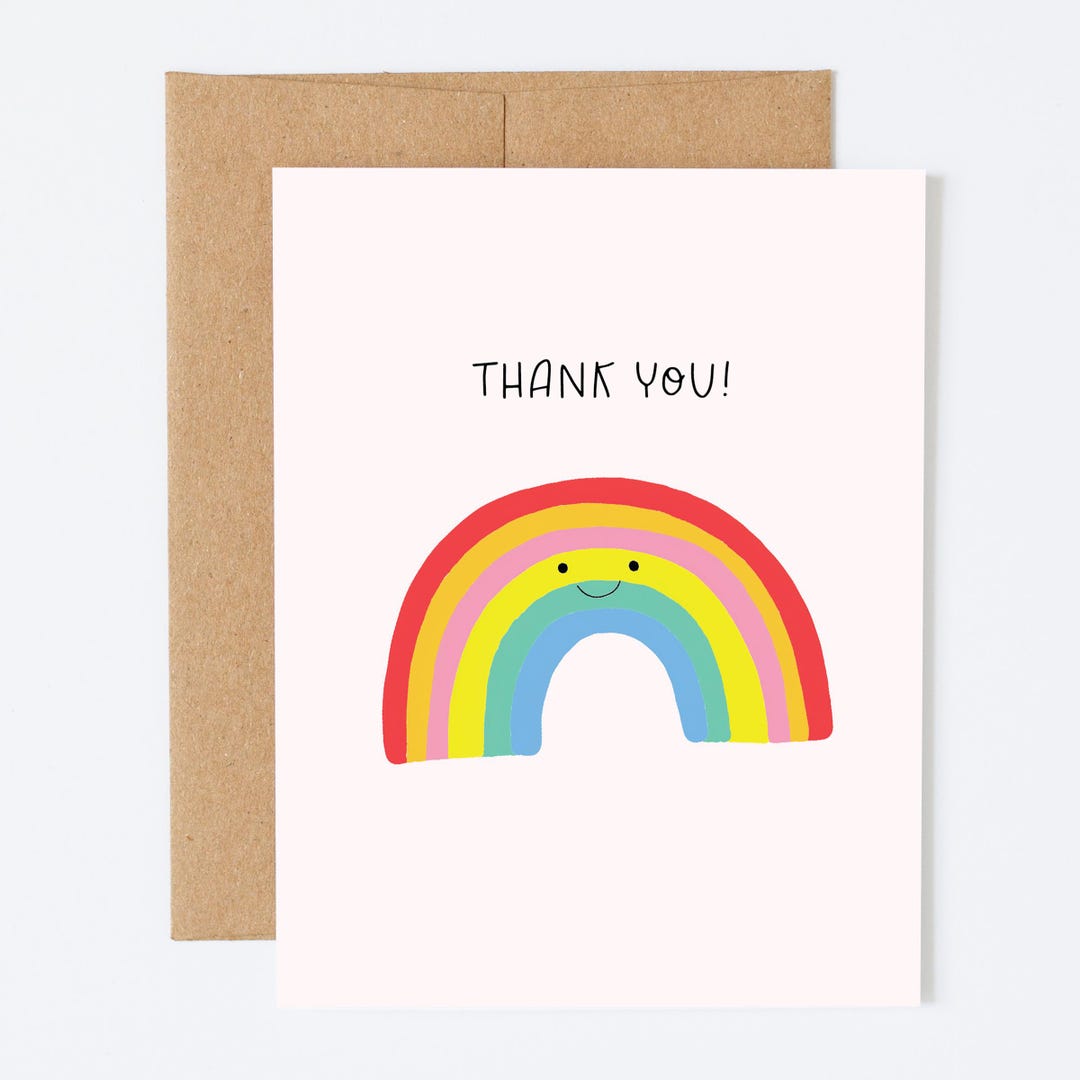 Thanks Rainbow Greeting Card: Thank You, I Love You, Just Because - Etsy