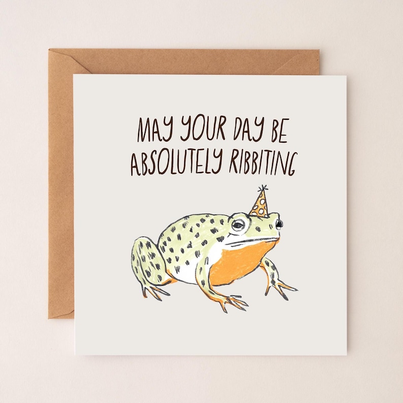 Punny Frog Birthday Card: Ribbiting Pun Greeting Card - Etsy