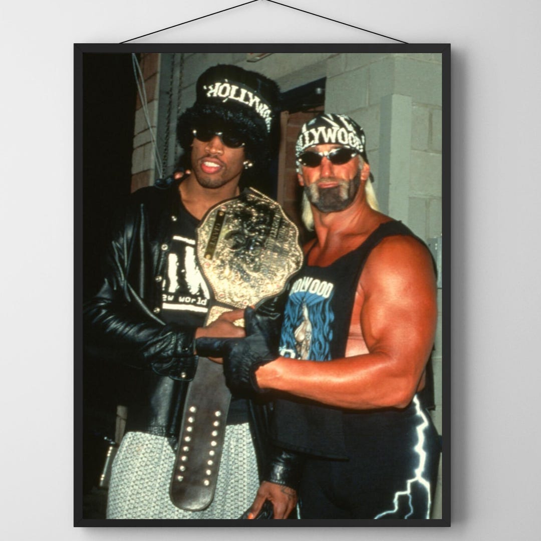 Hulk Hogan Poster, 90s Wrestling Icon Print, Dennis Rodman NWO Wall Art ...