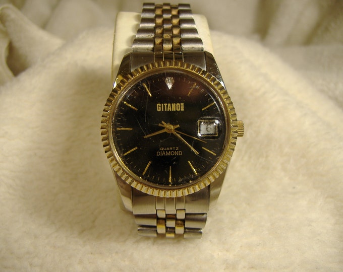 Vintage 1980s Gitano Diamond Quartz Calendar Watch - Etsy
