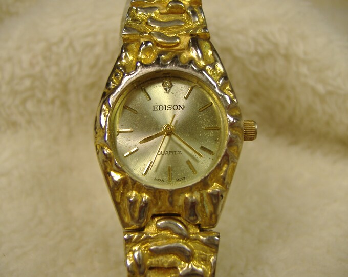 Vintage 1980s Edison Gold Nugget Quartz Watch. - Etsy