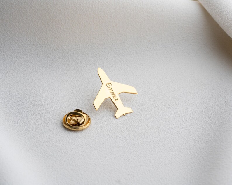 Personalized Airplane Name Pin, Aviation Brooch, Pilot Flight Attendant ...