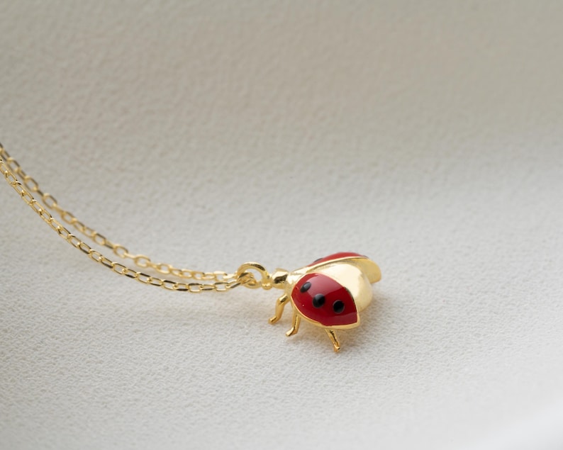 Lucky Ladybug Necklace, 925 Sterling Silver Luck Pendant, Enamel ...