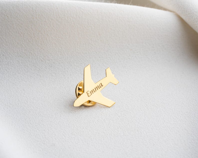 Personalized Airplane Name Pin, Aviation Brooch, Pilot Flight Attendant ...
