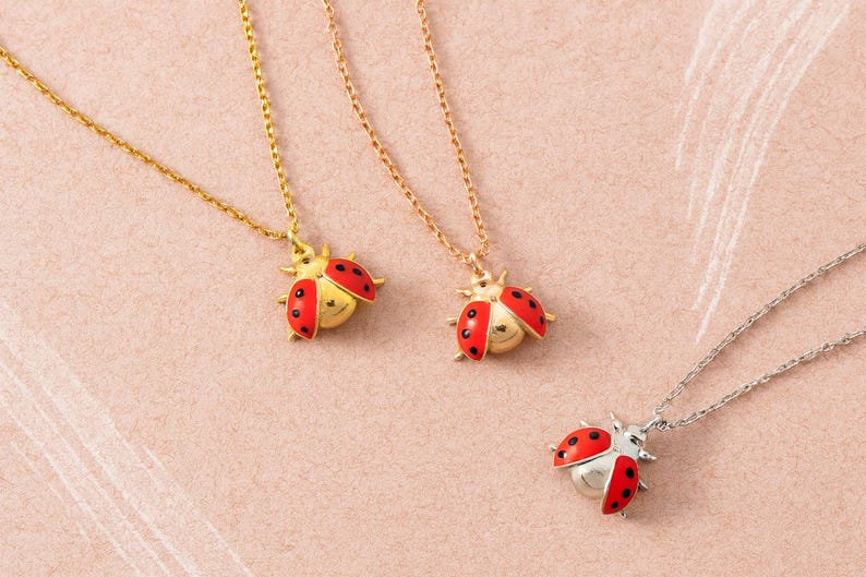 Lucky Ladybug Necklace, 925 Sterling Silver Luck Pendant, Enamel ...