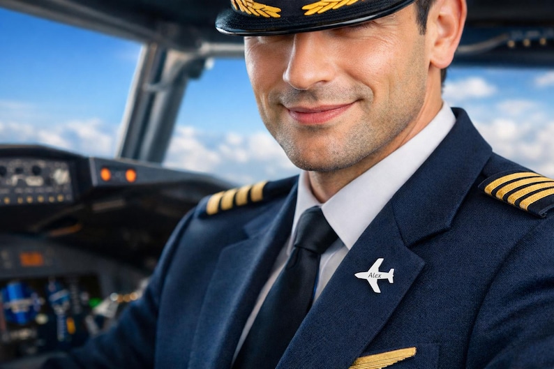 Personalized Airplane Name Pin, Aviation Brooch, Pilot Flight Attendant ...