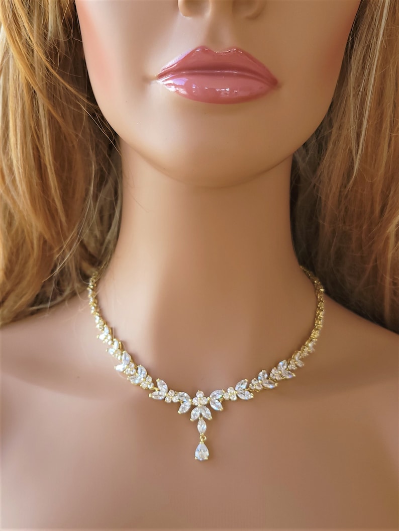 Rose Gold Bridal Necklace Leaf Vine Wedding Jewelry Etsy