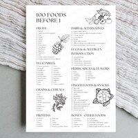 100 Foods Before One Printable - Etsy