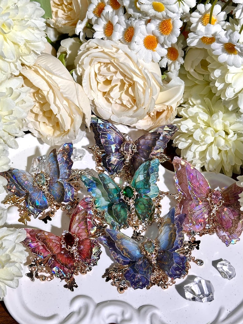 Ethereal Butterfly Hair Clip: Iridescent Fairy Wing Barrette With Gold ...