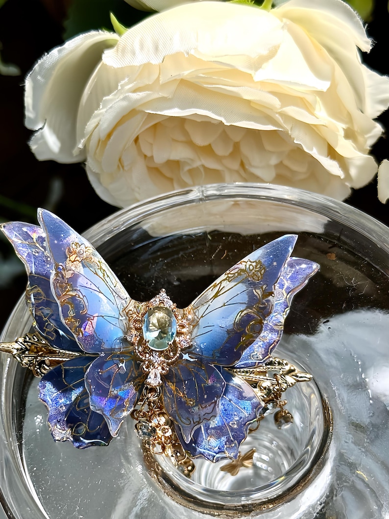 Butterfly Hair Clip: Iridescent Fairy Wing With Crystal - Etsy