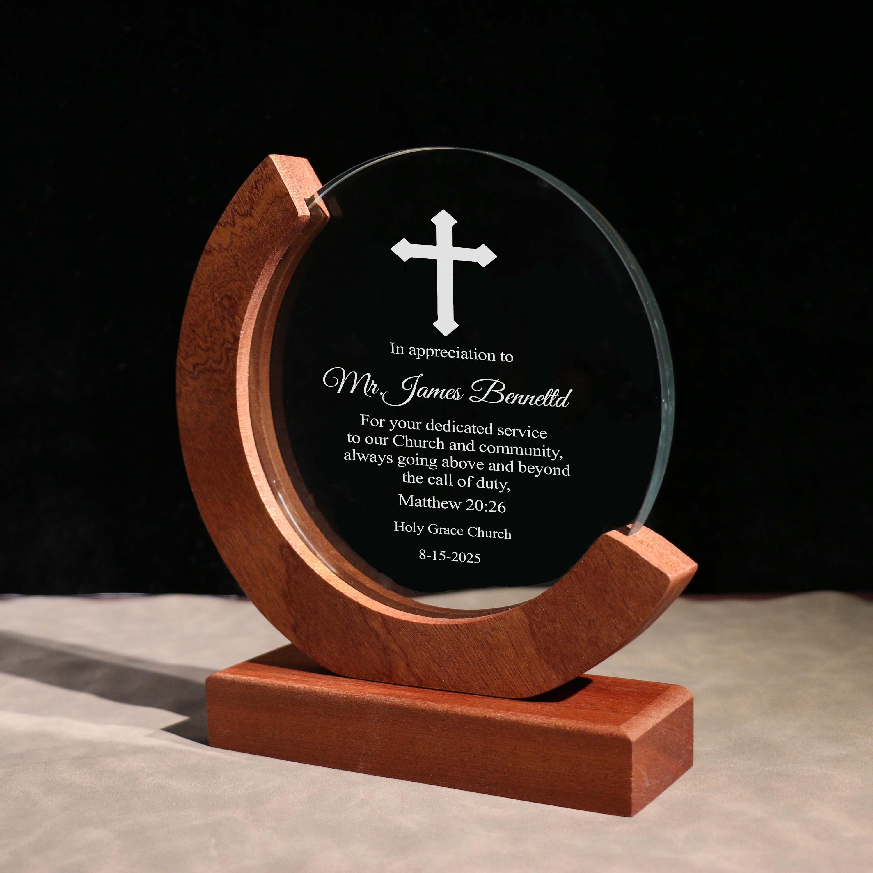 Christian Crystal Trophy, Personalized Religious Award, Custom Engraved ...