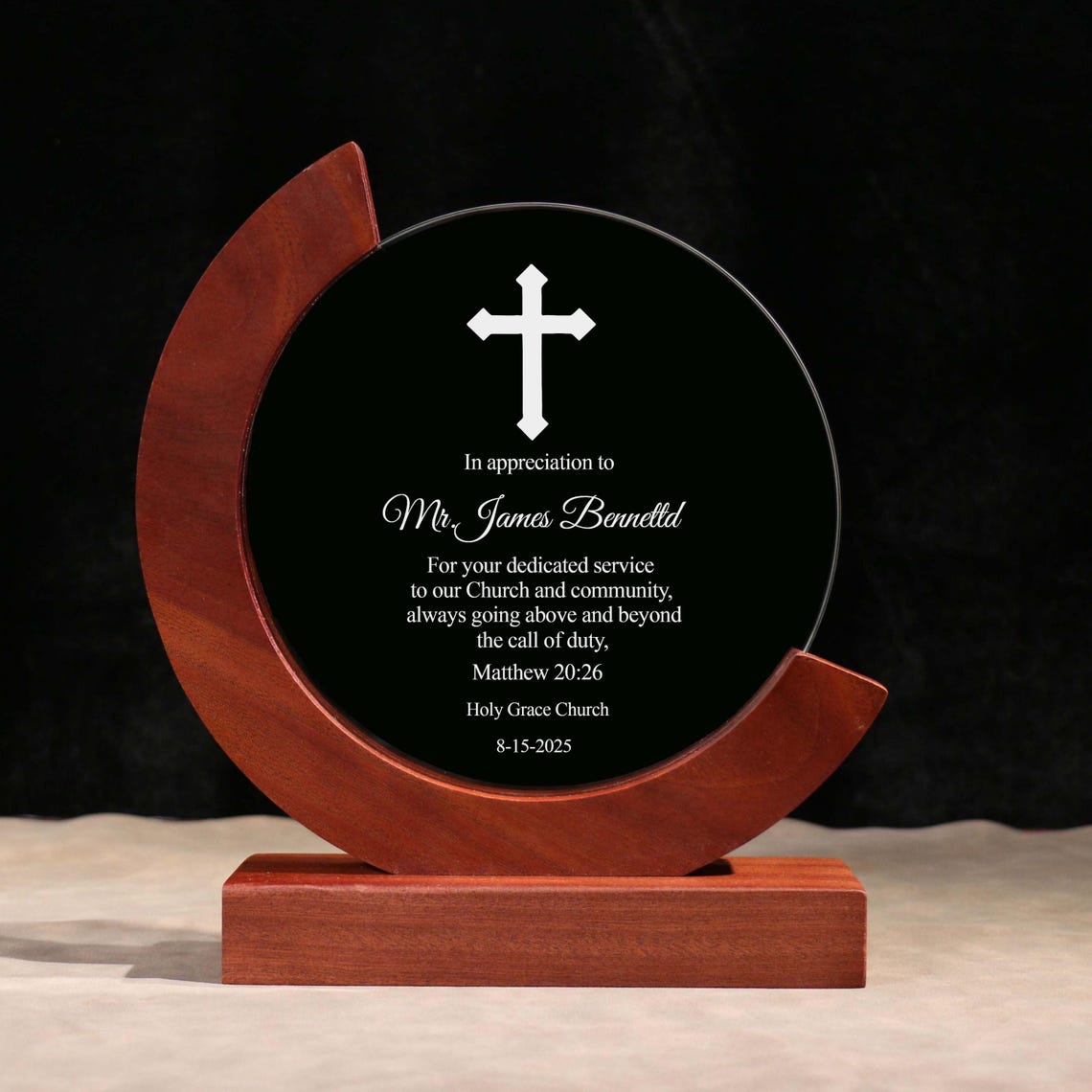 Christian Crystal Trophy, Personalized Religious Award, Custom Engraved ...