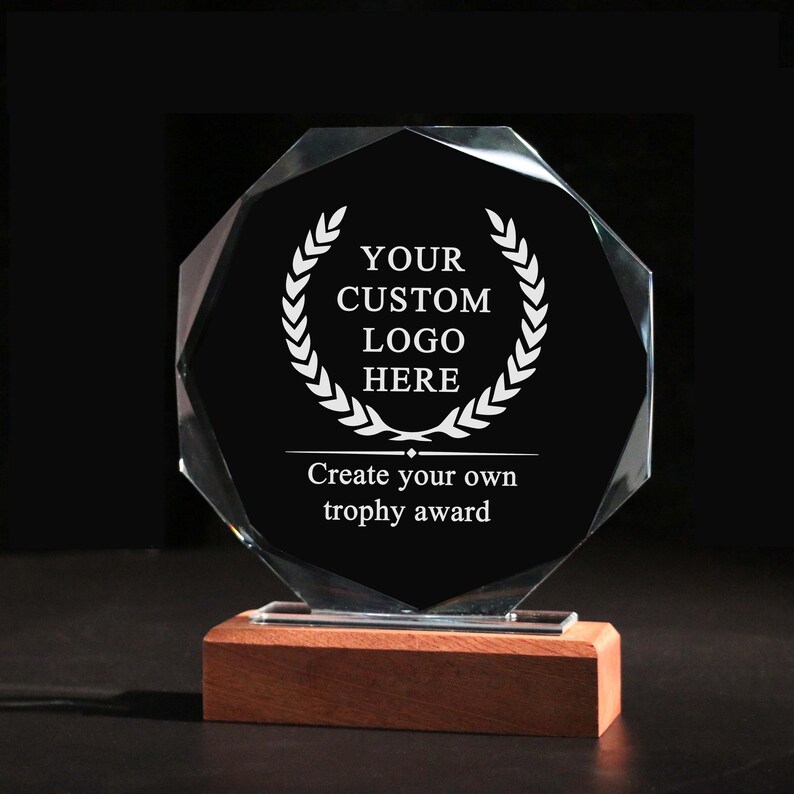 Custom Crystal Awards With Text & Logo, Free Design Assistant, 7",8 ...