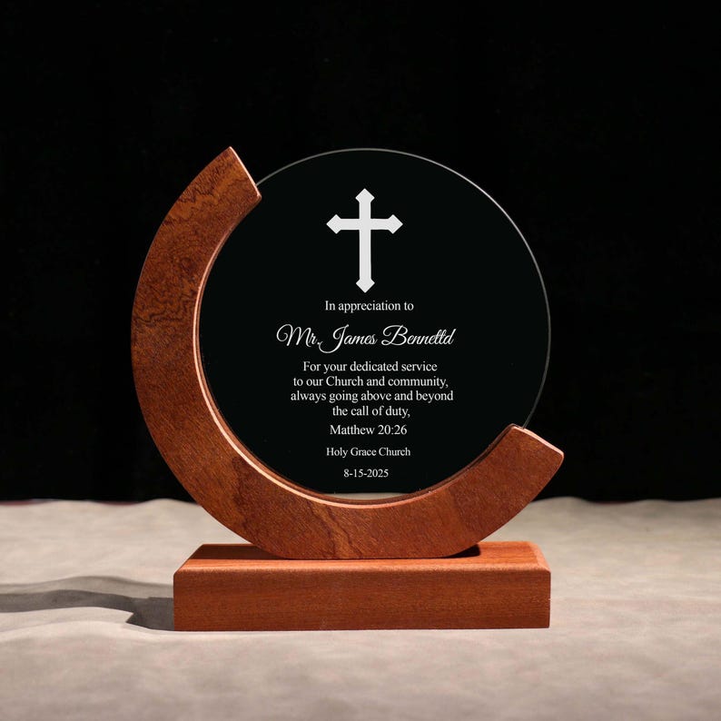 Christian Crystal Trophy, Personalized Religious Award, Custom Engraved ...