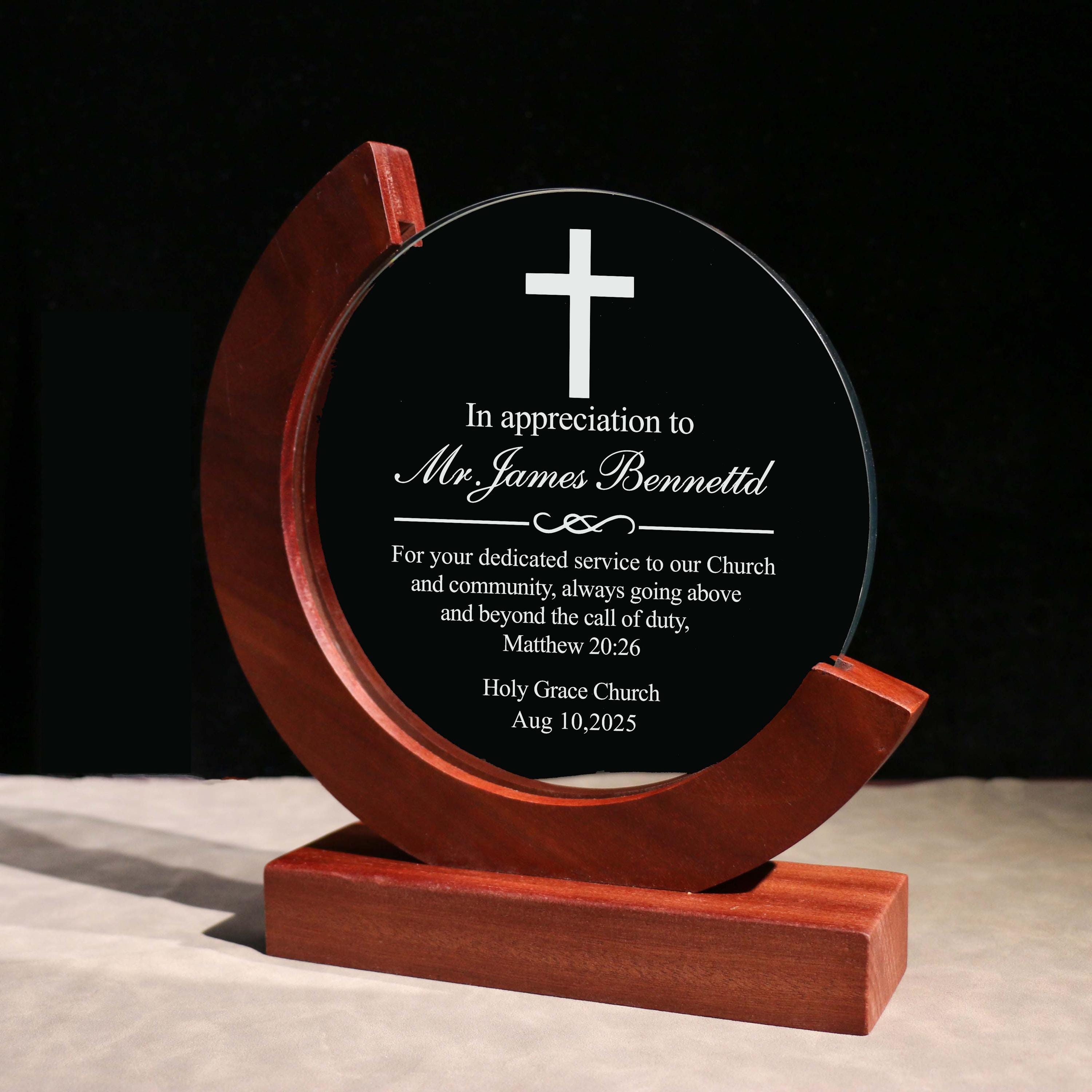 Personalized Crystal Award for Church, Custom Thank You Award for ...