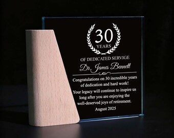 10 Years of Dedicated Service Award, Personalized Employee Crystal ...