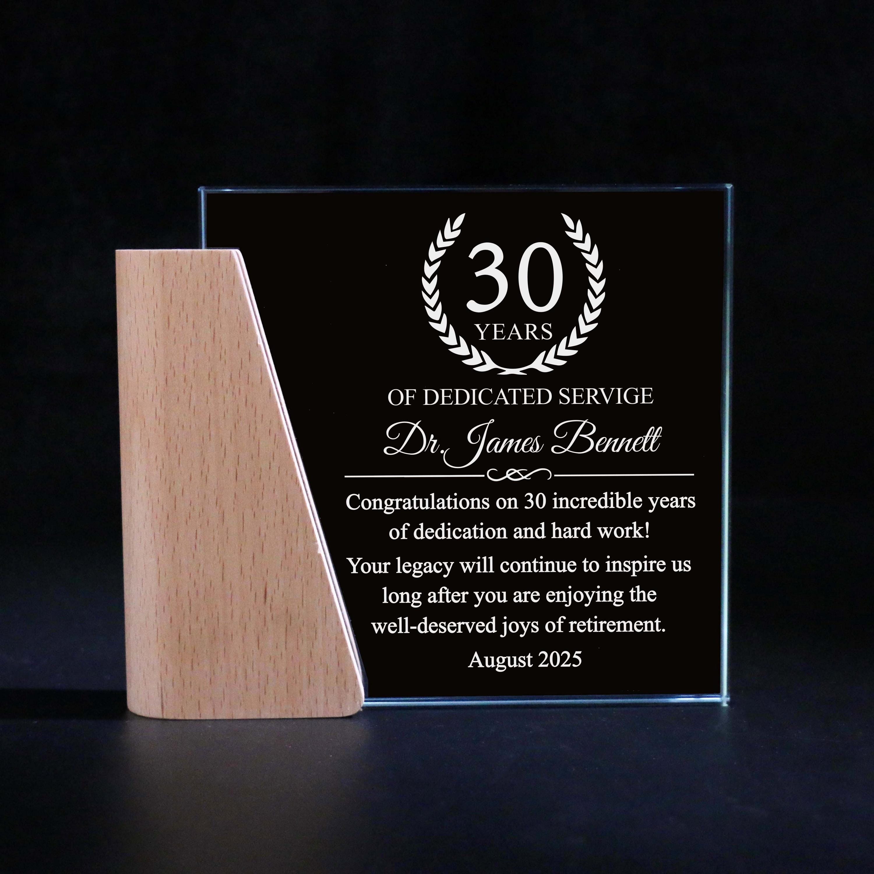 30 Years of Dedicated Service Award, Personalized Employee Crystal ...