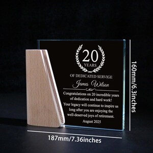 30 Years of Dedicated Service Award, Personalized Employee Crystal ...
