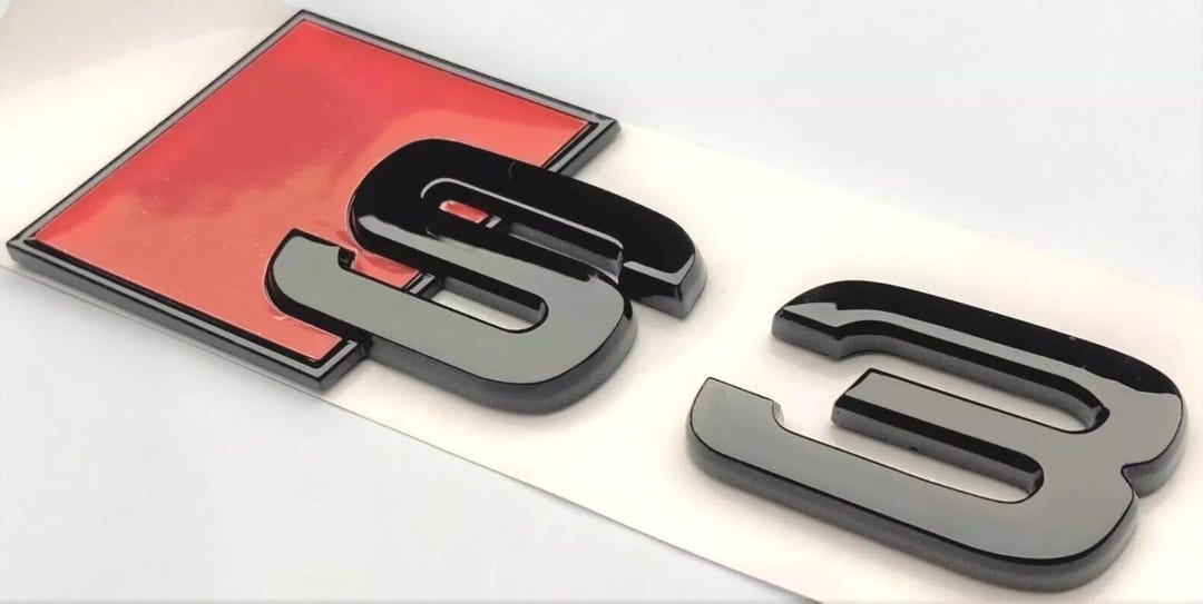 Audi S3 Emblem Rear Badge Audi Sport Models Glossy Black With Red 3D ...