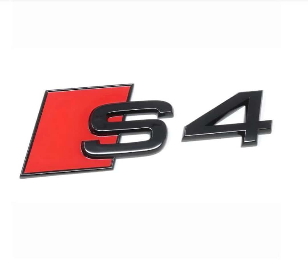 Audi S4 Emblem Rear Badge Audi Sport Models Glossy Black With Red 3D ...