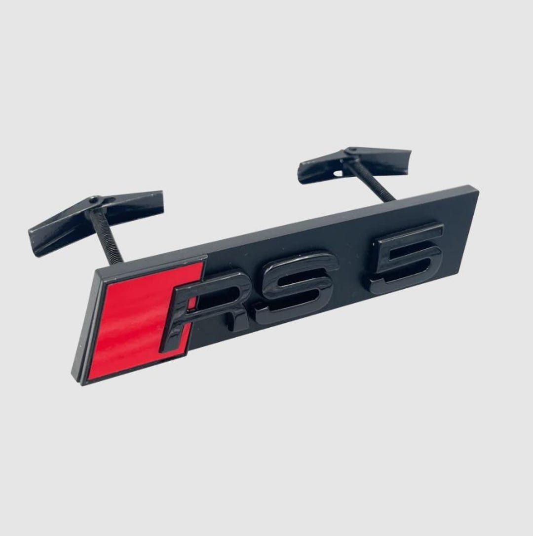 Audi RS5 Grille Emblem Glossy Black With Red High-quality Front Badge ...
