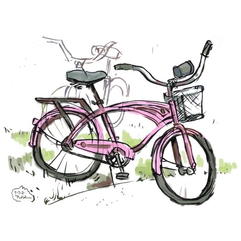 Custom Bicycle Portrait | Mixed Media Artwork on Paper - Etsy