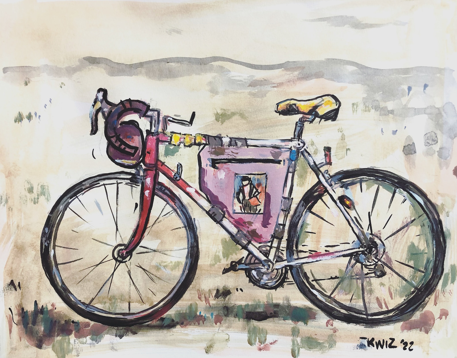 Custom Bicycle Portrait | Mixed Media Artwork on Paper - Etsy