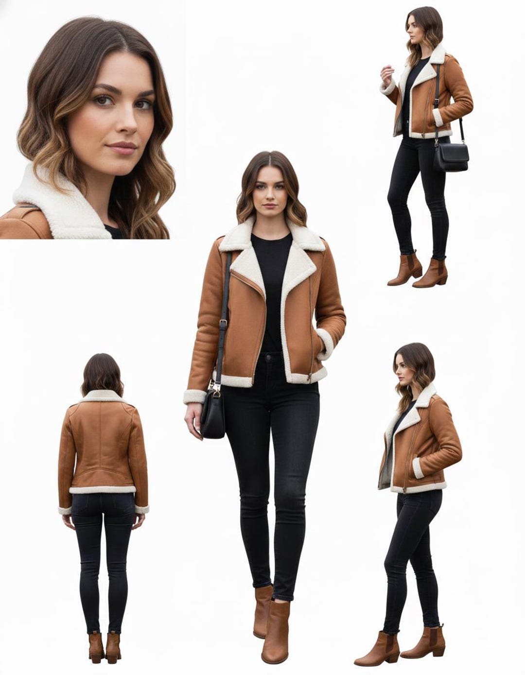 Women’s Sheepskin Shearling Jacket – Real Sheepskin Fur Lined Winter ...
