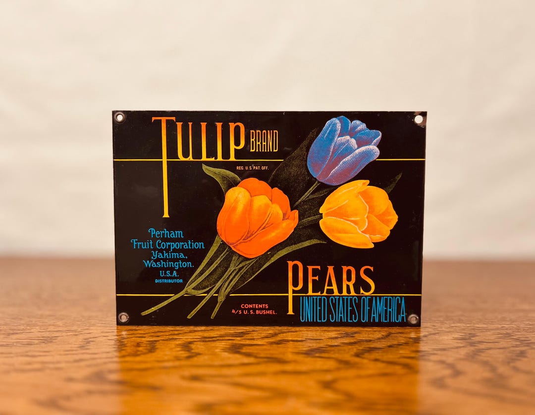 Vintage | Andy Rooney | Tulip Brand Pears | Enamel and Metal Sign ...