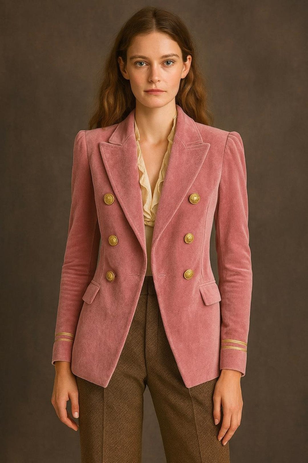 Women's Victorian Pink Blazer Coat, Vintage Double Breasted Regency ...