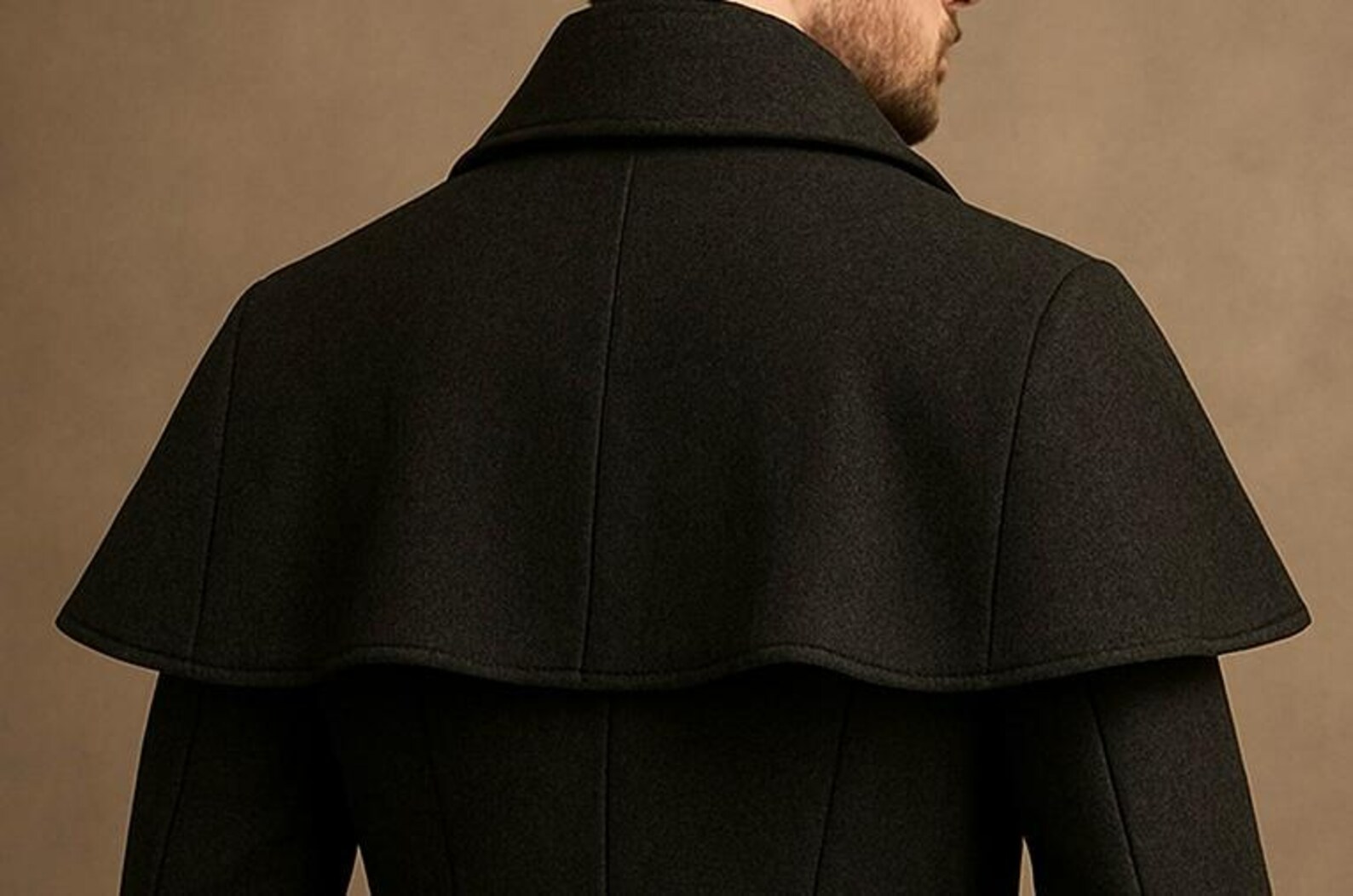 Men's Gothic Victorian Steampunk Military Wool Trench Cape Overcoat ...