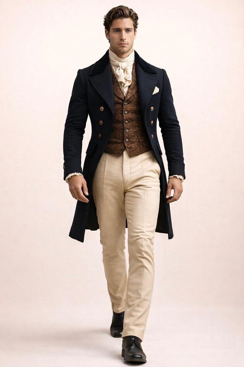 Men’s Victorian Wool Regency Tailcoat, Vintage Gothic Steampunk ...
