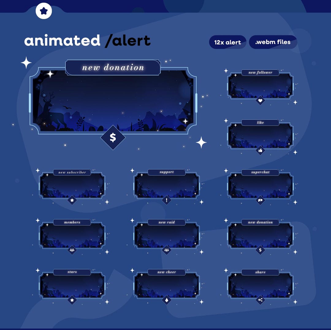 Animated Stream Alert Pack for Twitch, Kick, Youtube | Aesthetic Theme ...