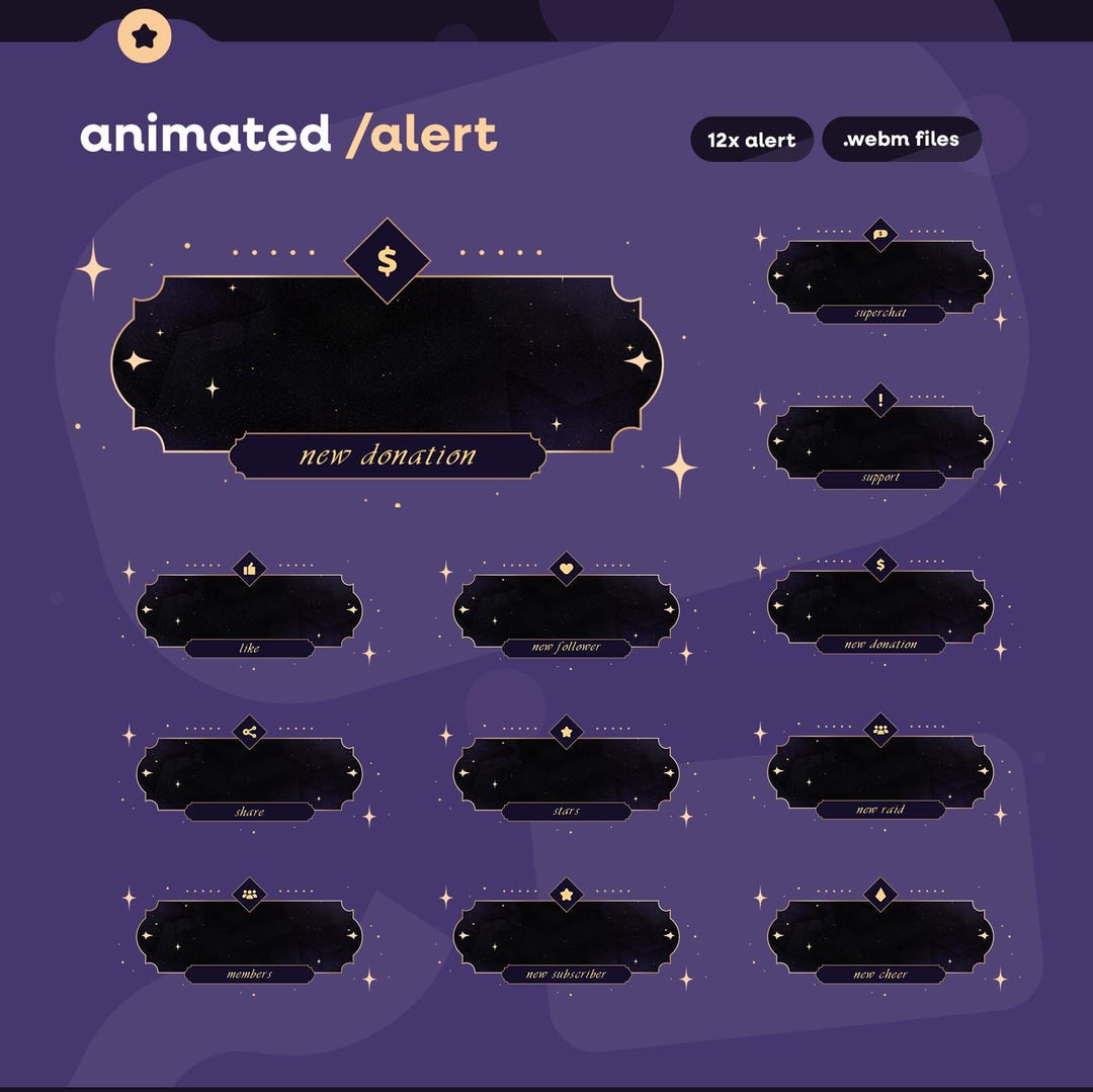 Royal Night Animated Stream Alerts for Twitch | Vtuber Alert Pack ...