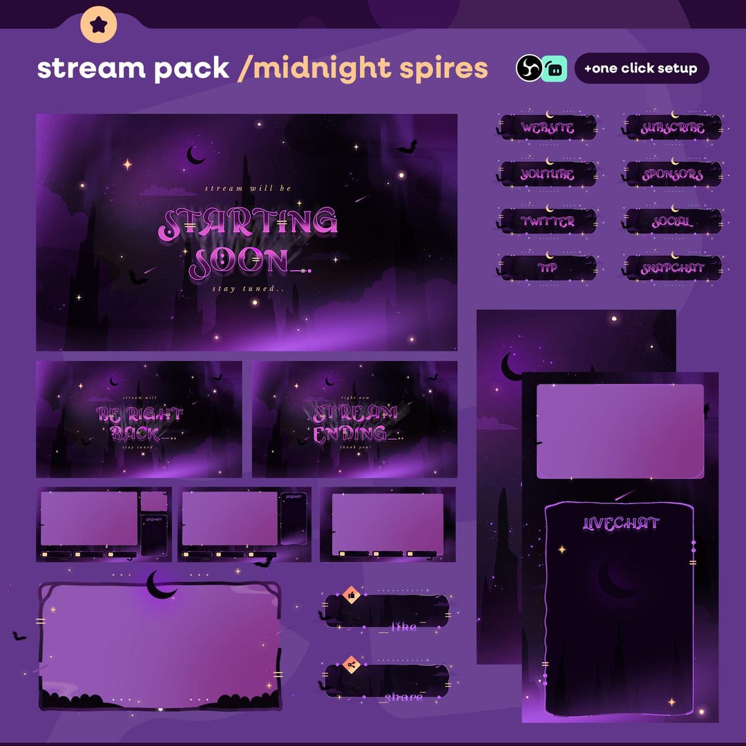 Midnight Spires Animated Stream Overlay Package for Twitch | Gothic ...
