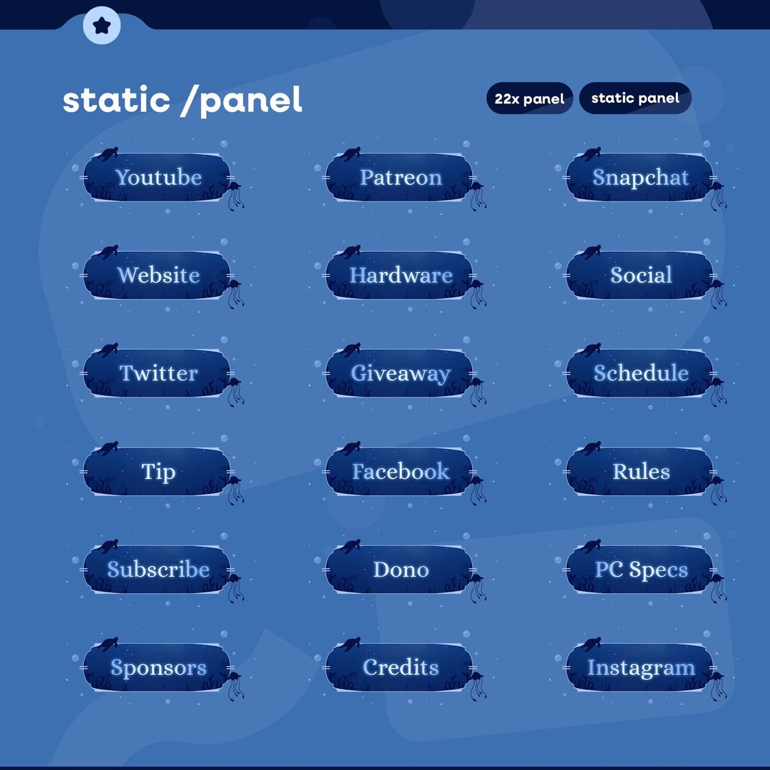 Marine Glow Stream Panels: Soft Blue Ocean for Twitch and Obs ...