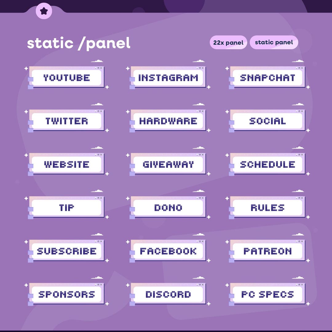 Dream Pixels Stream Panels for Twitch | Retro Pixel Art | Pastel Panel ...