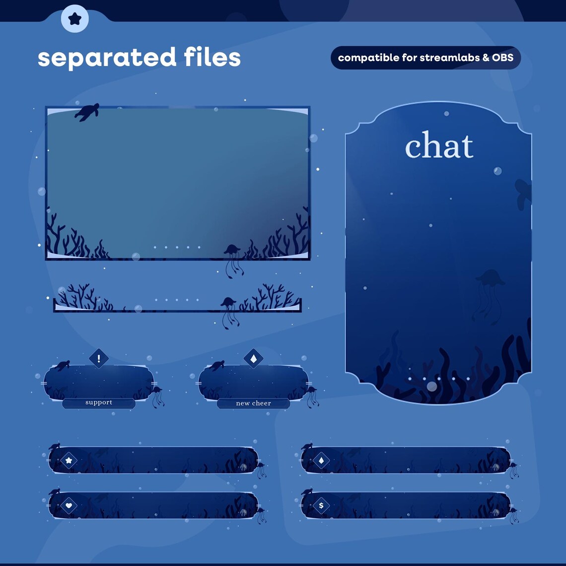 Animated Marine Glow Stream Overlay: Soft Blue Ocean for Twitch and Obs ...