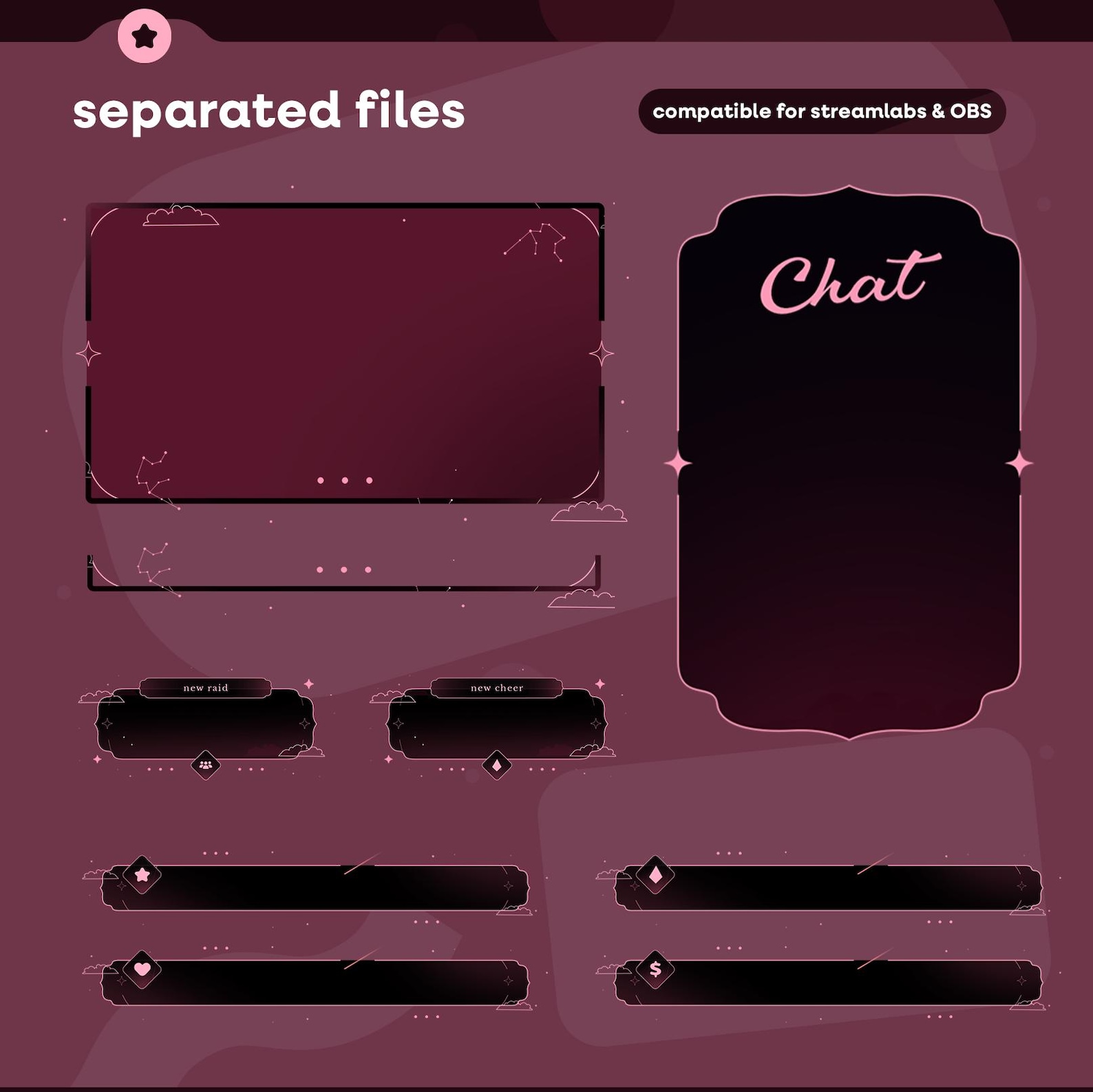 Twilight Bloom Animated Stream Pack for Twitch, Kick, Youtube | Overlay ...