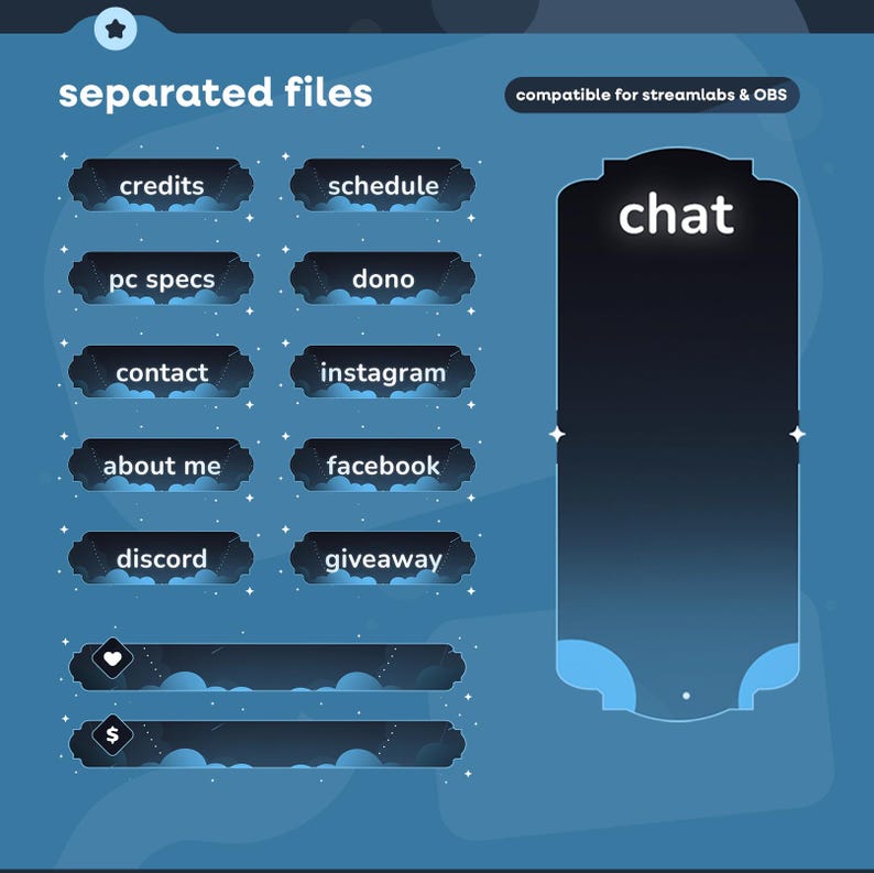 Dark Blue Cosmic Stream Overlay | Midnight Chill Moon Animated Pack ...