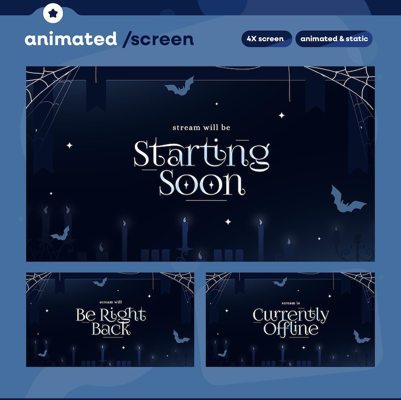 Animated Twitch Stream Screens | Ethereal Horror Vtuber Stream Pack ...
