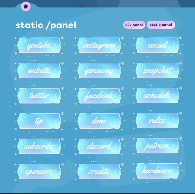 Dream Frost Stream Panel for Twitch | Winter Pastel Panels | Snowflake ...