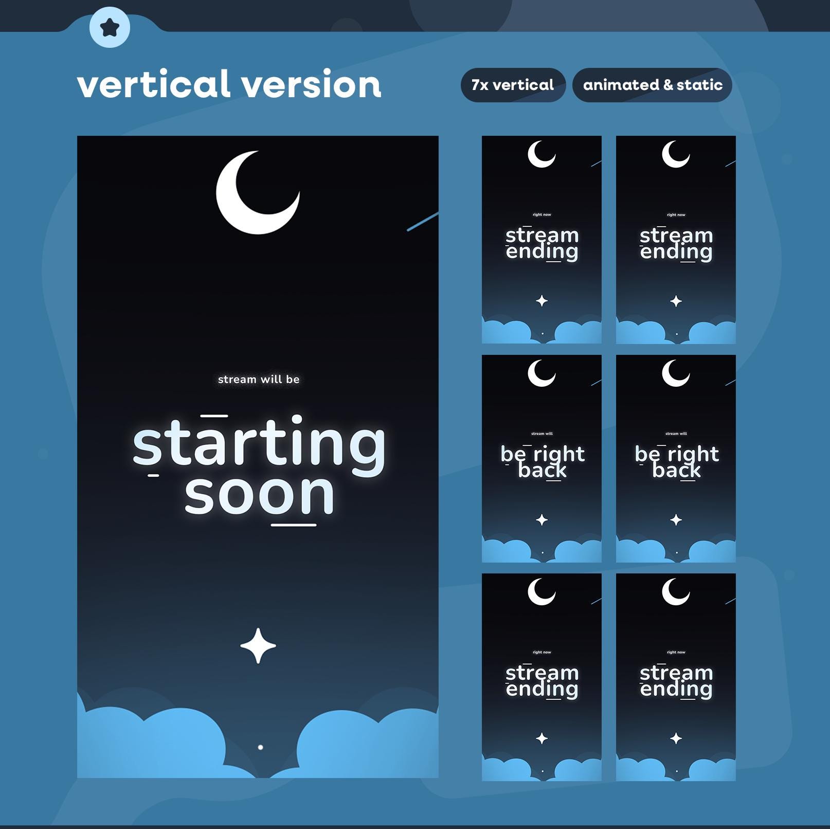 Dark Blue Cosmic Stream Overlay | Midnight Chill Moon Animated Pack ...