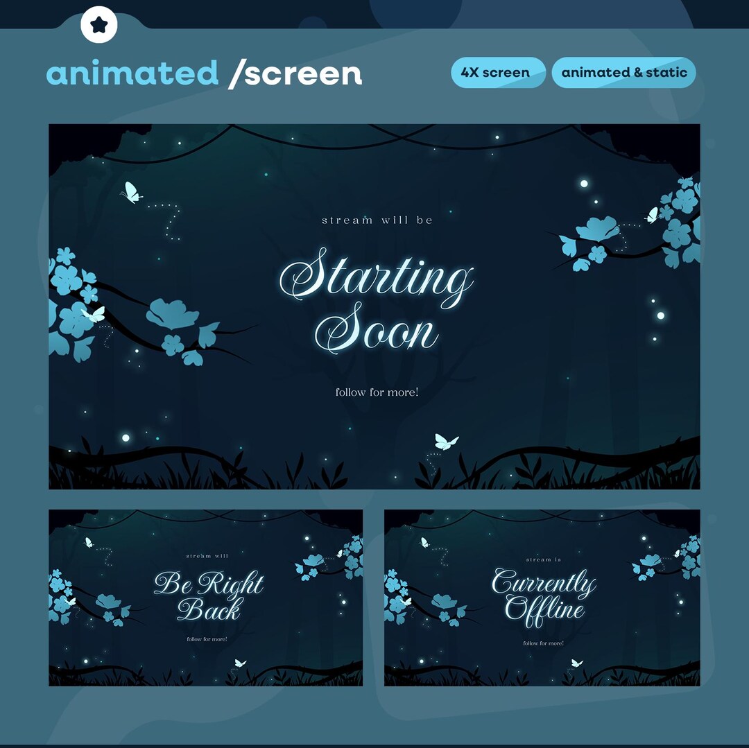 Blue Enchanted Forest Stream Screens | Luminous Grove Animated Pack ...