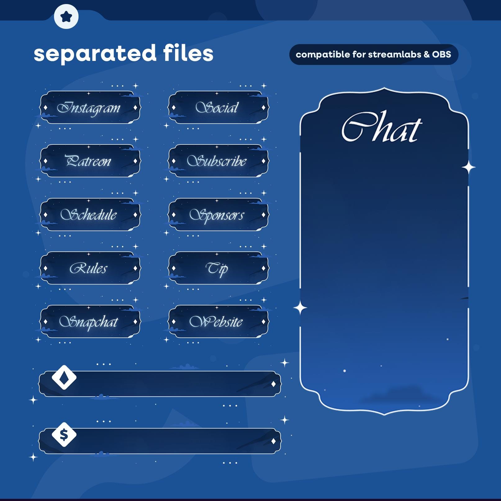 Clouded Stars Animated Stream Overlay | Dreamy Night Sky Stream Package ...