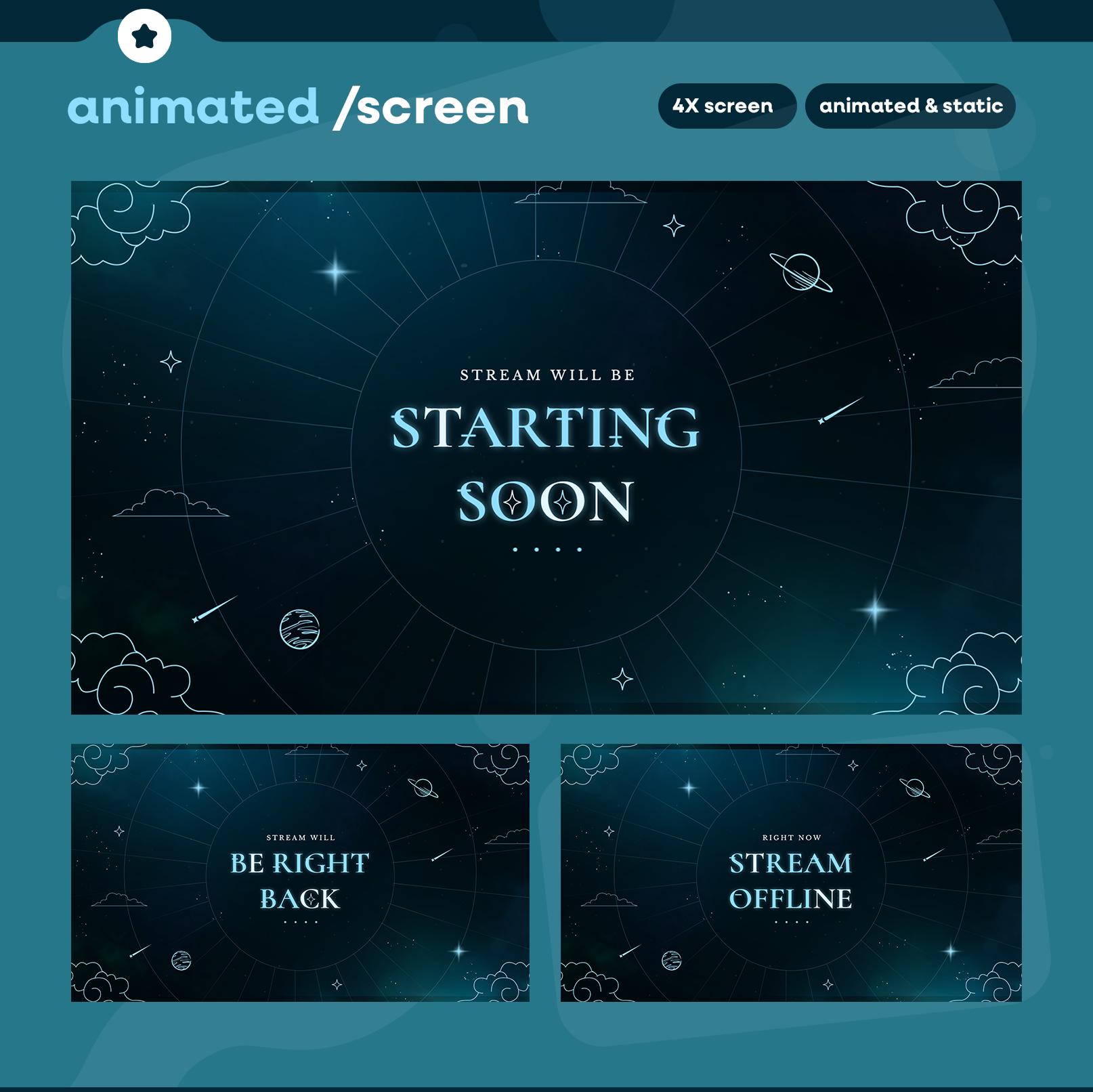Animated Starfall Reverie Stream Pack: Cosmic Blue Galaxy for Twitch ...