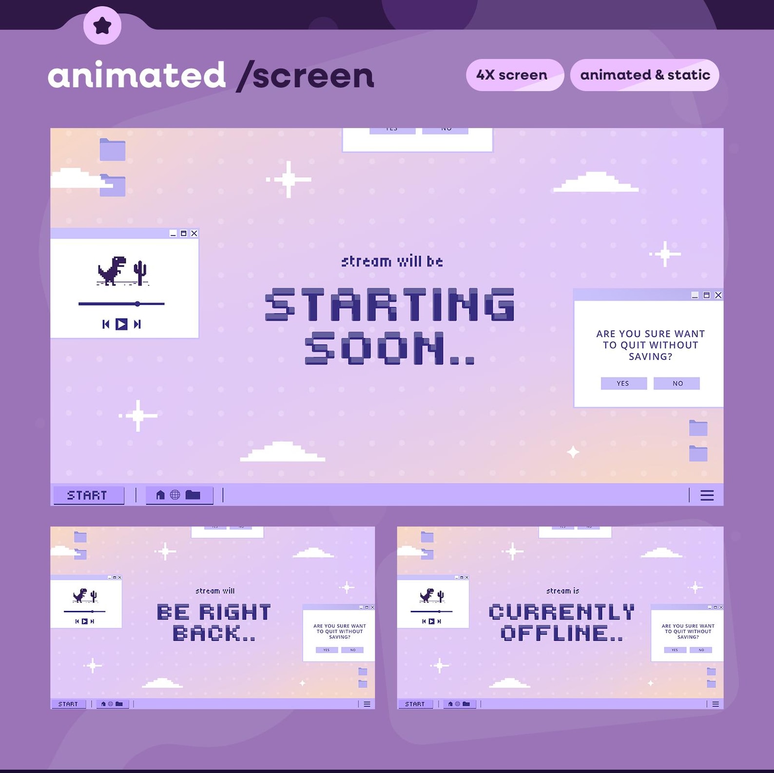 Dream Pixels Animated Stream Screen Pack for Twitch | Animated Starting ...