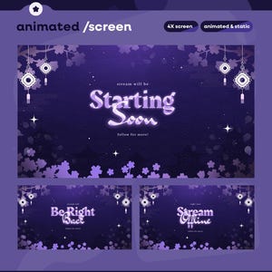 Sakura Purple Stream Screens | Hanami Night Cozy Animated Pack | Twitch ...