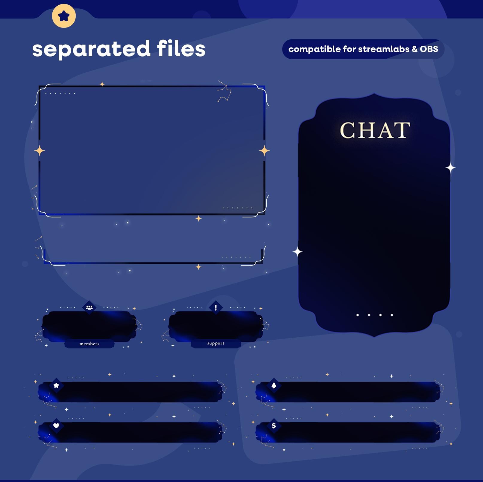 Animated Galaxy Gleam Stream Pack: Neon Blue and Gold Cosmic for Tiktok ...