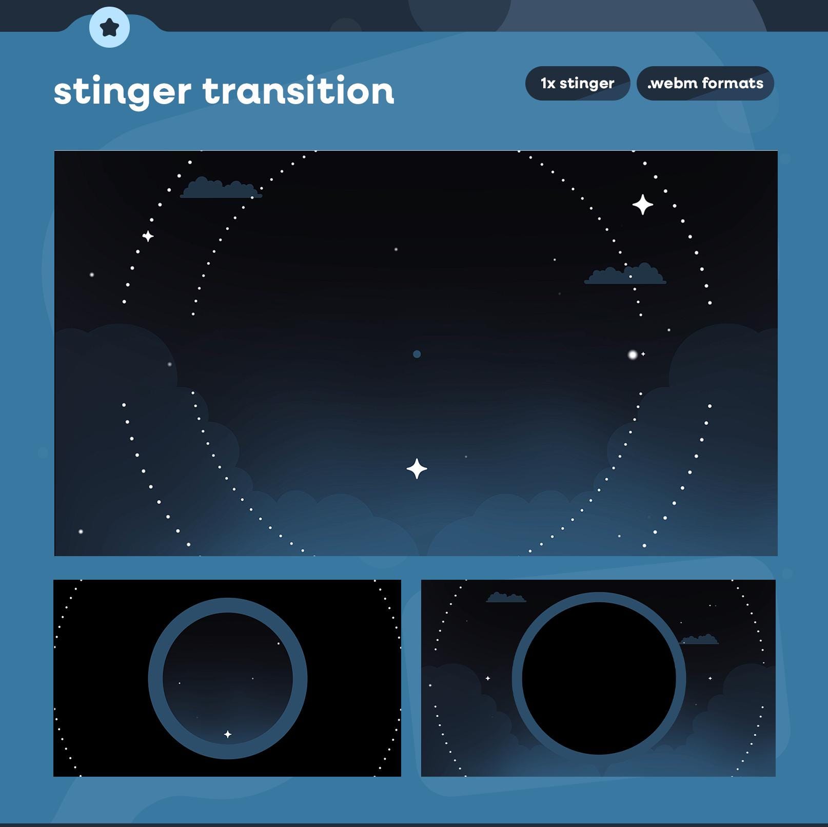 Dark Blue Cosmic Stream Overlay | Midnight Chill Moon Animated Pack ...